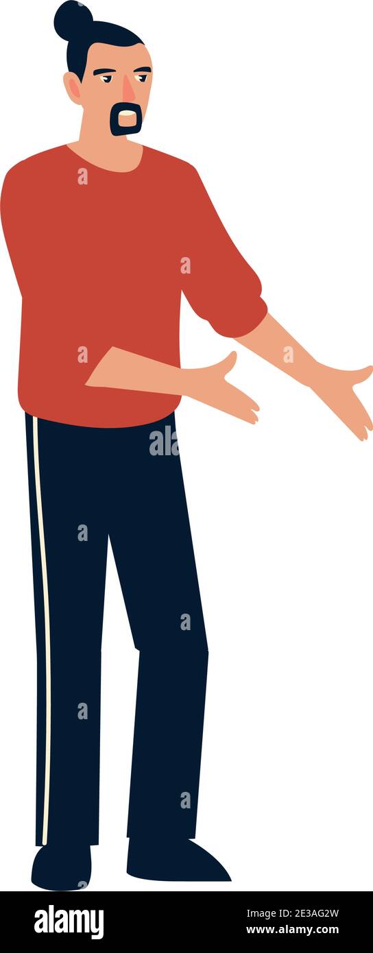 man character cartoon standing, on white background vector illustration ...