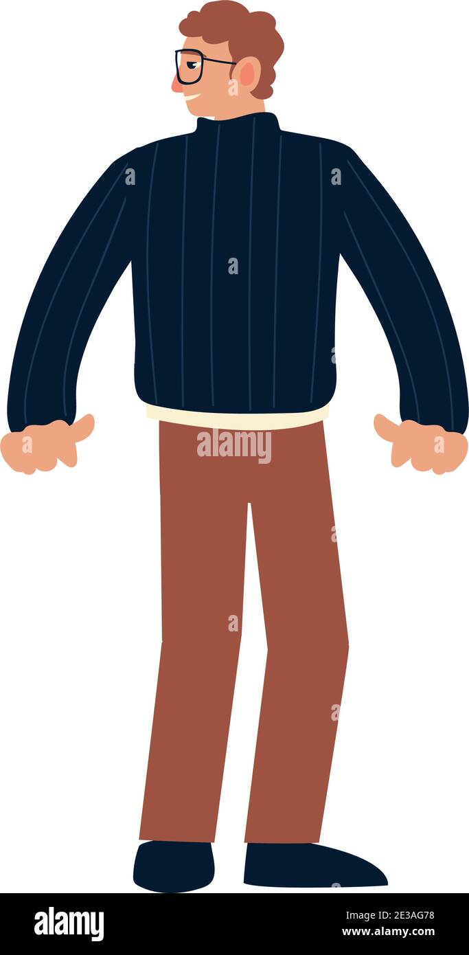 man with glasses character cartoon standing, design on white background ...