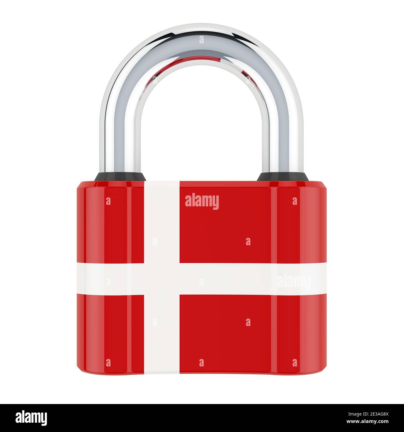 Padlock with Danish flag, 3D rendering isolated on white background ...