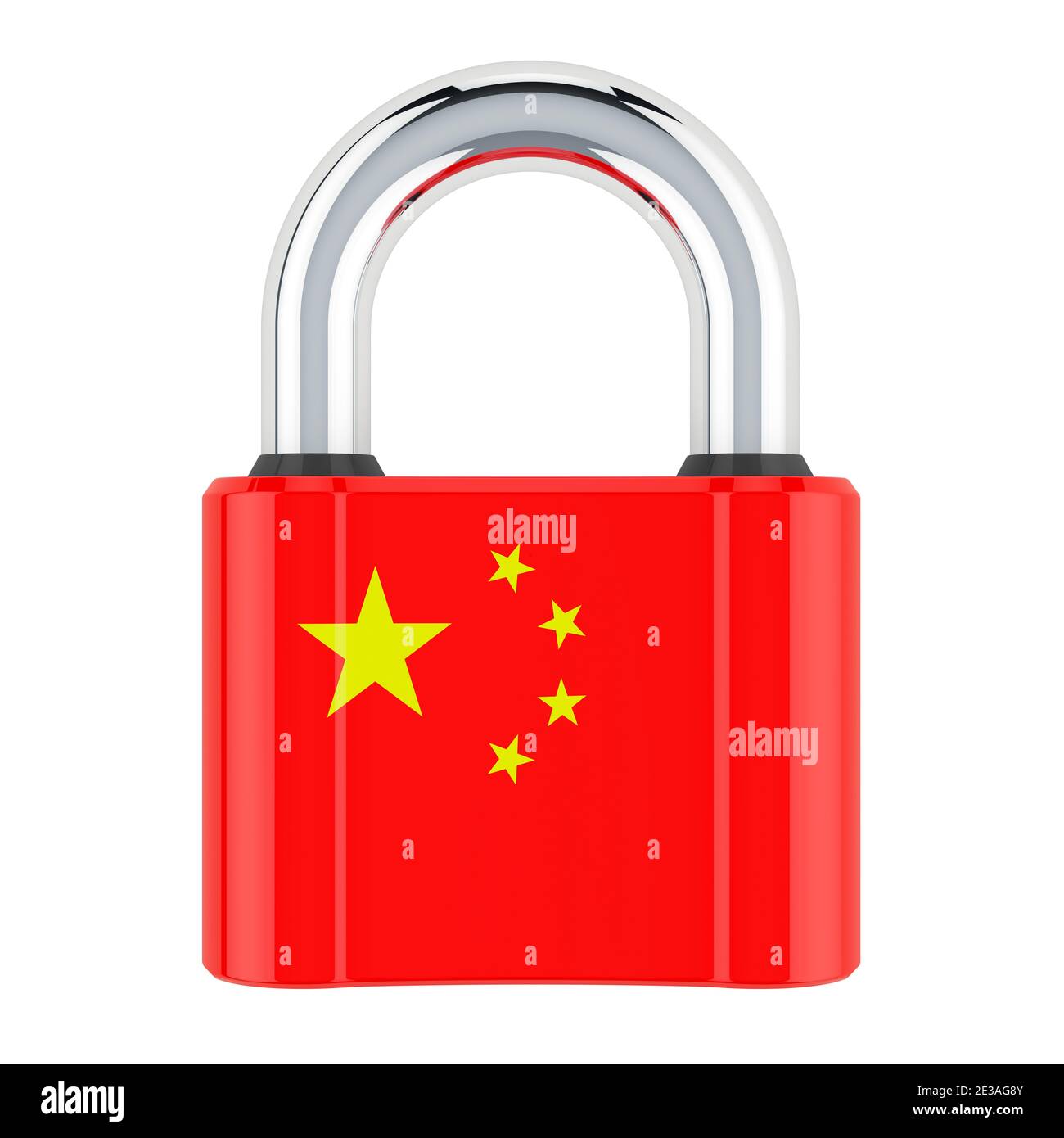 Padlock with Chinese flag, 3D rendering isolated on white background ...