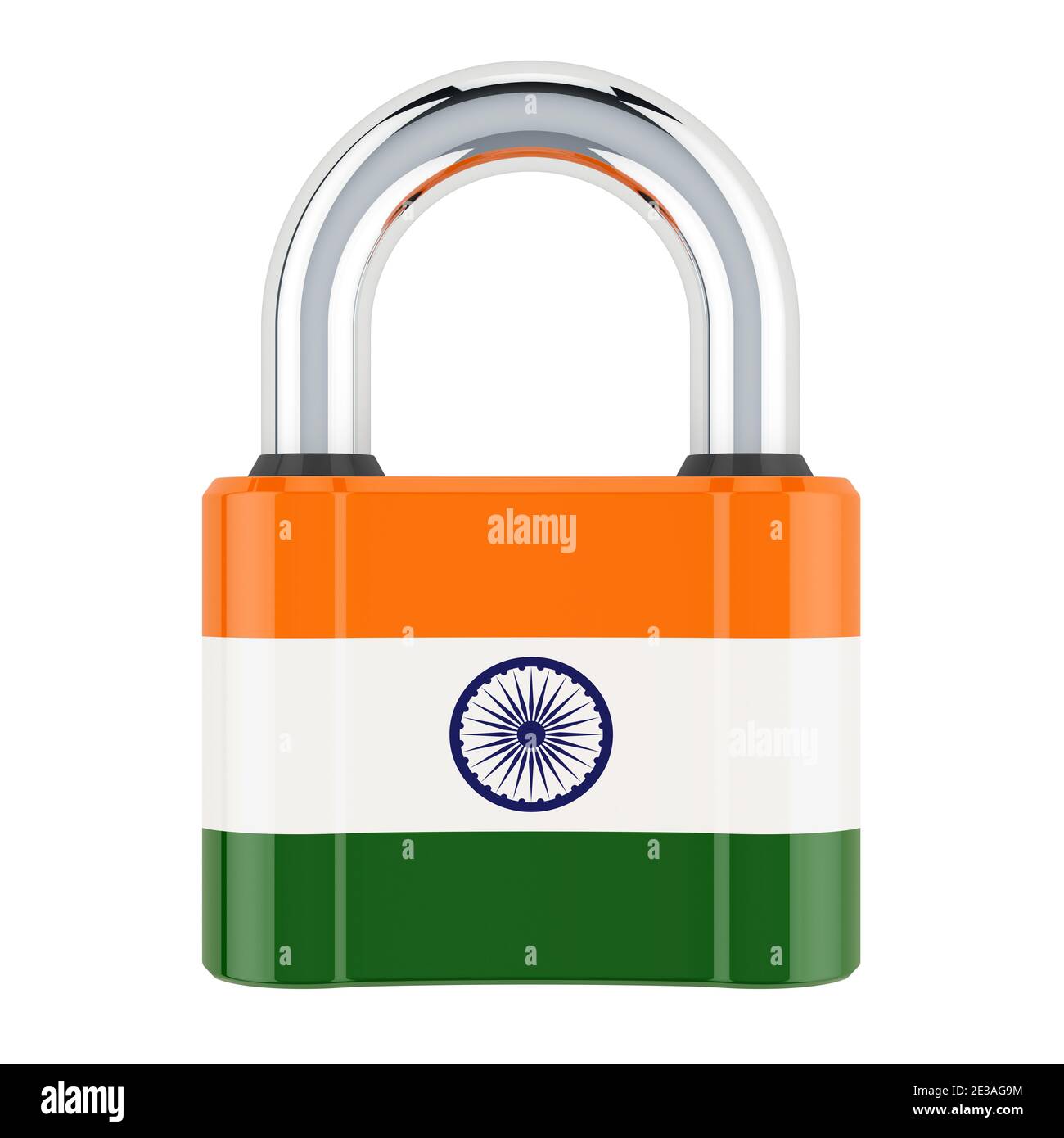 Padlock with Indian flag, 3D rendering isolated on white background ...