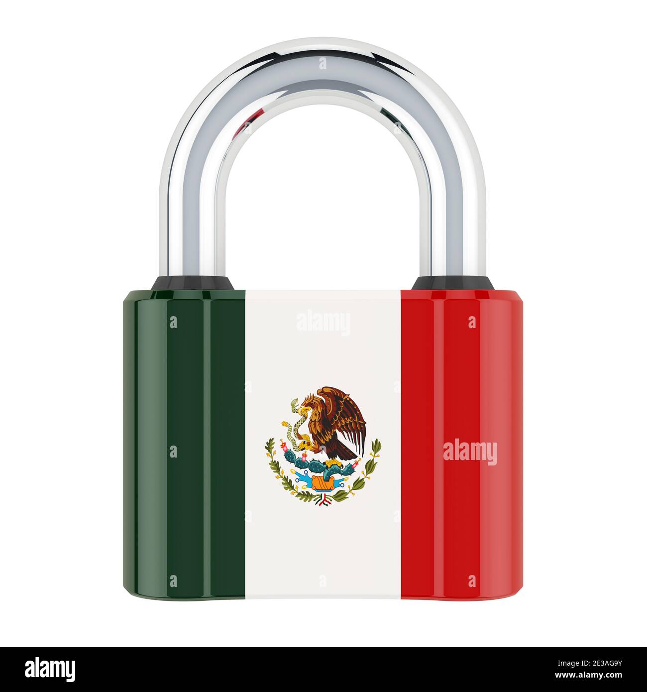 Padlock with Mexican flag, 3D rendering isolated on white background ...