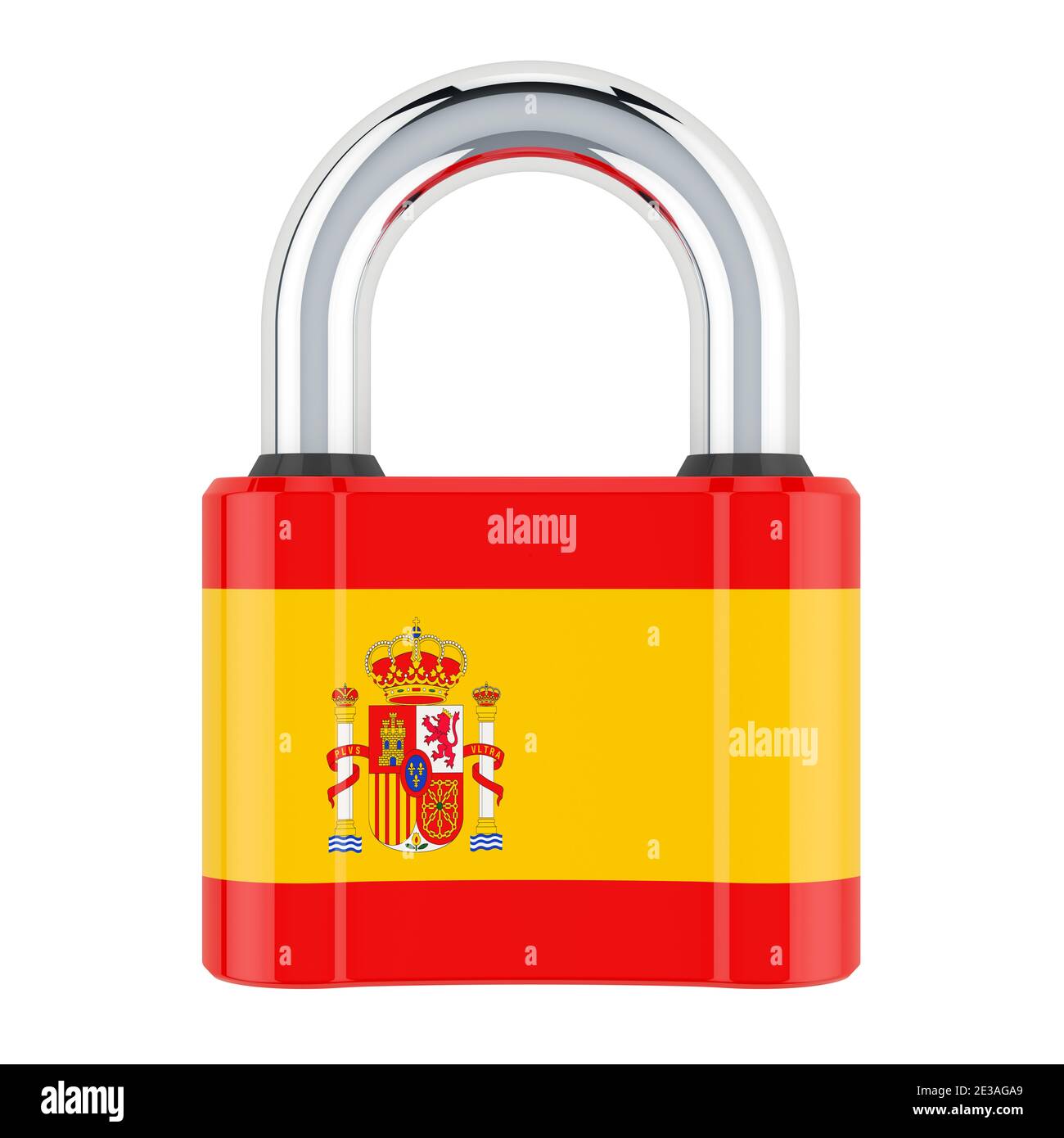 Padlock with Spanish flag, 3D rendering isolated on white background ...