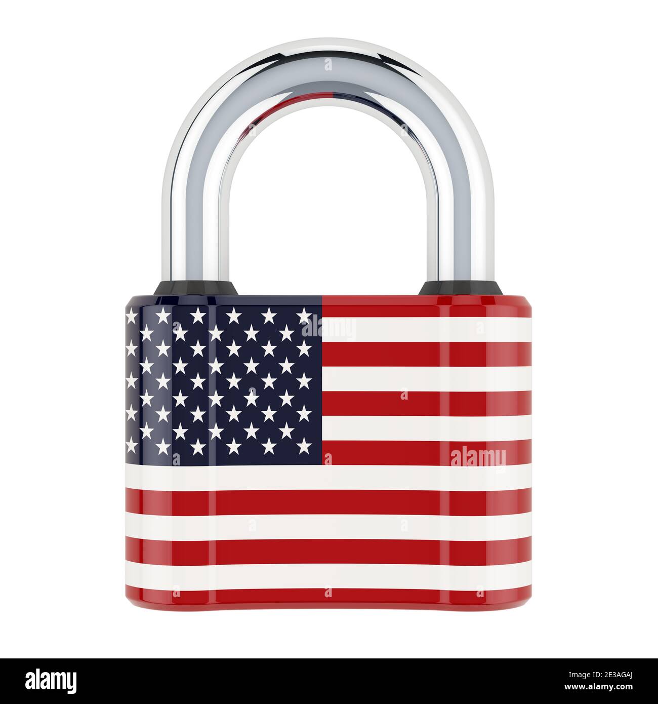 Padlock with the United States flag, 3D rendering isolated on white ...