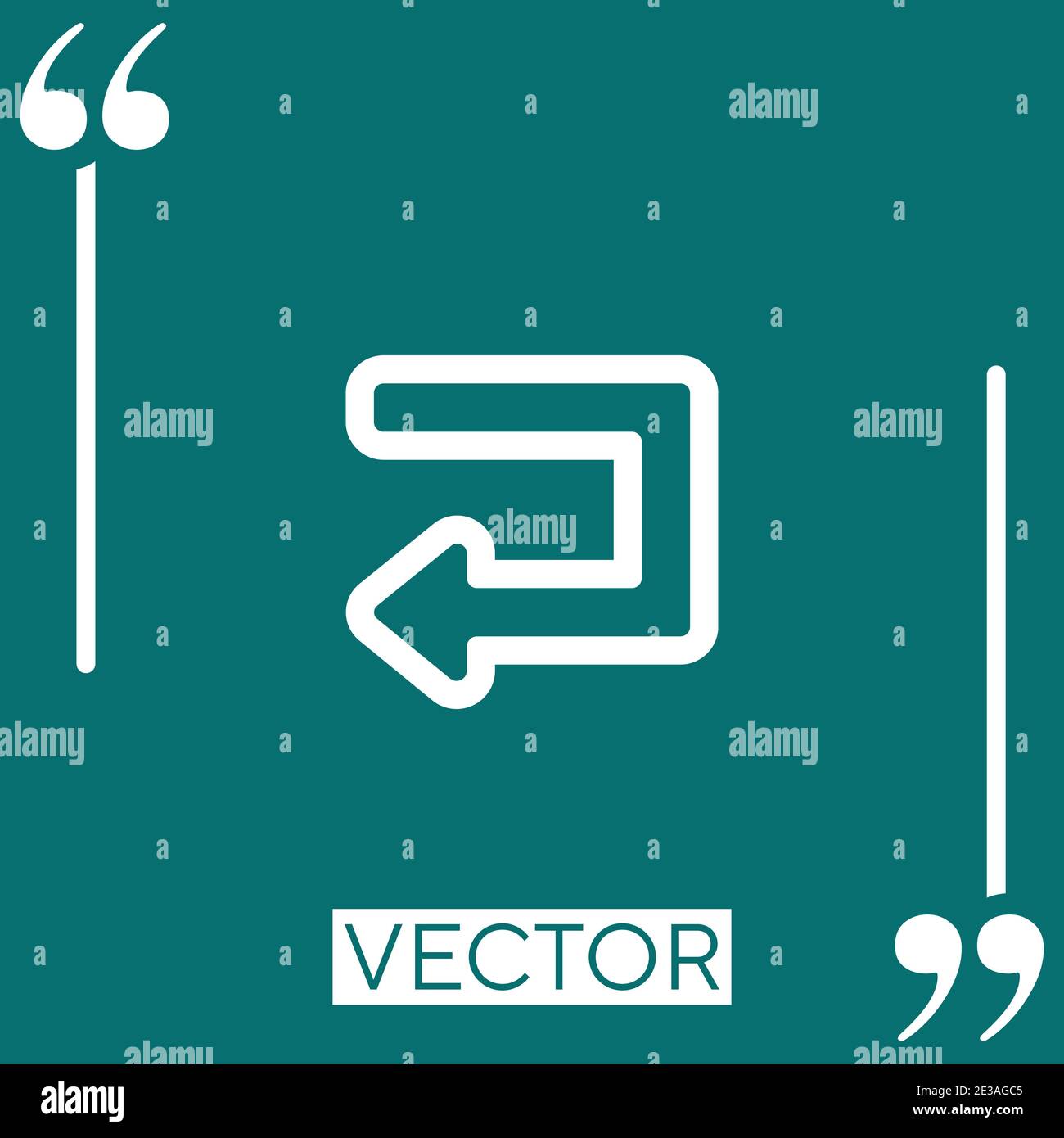 left arrow straight broken outlined sign Linear icon. Editable stroke ...