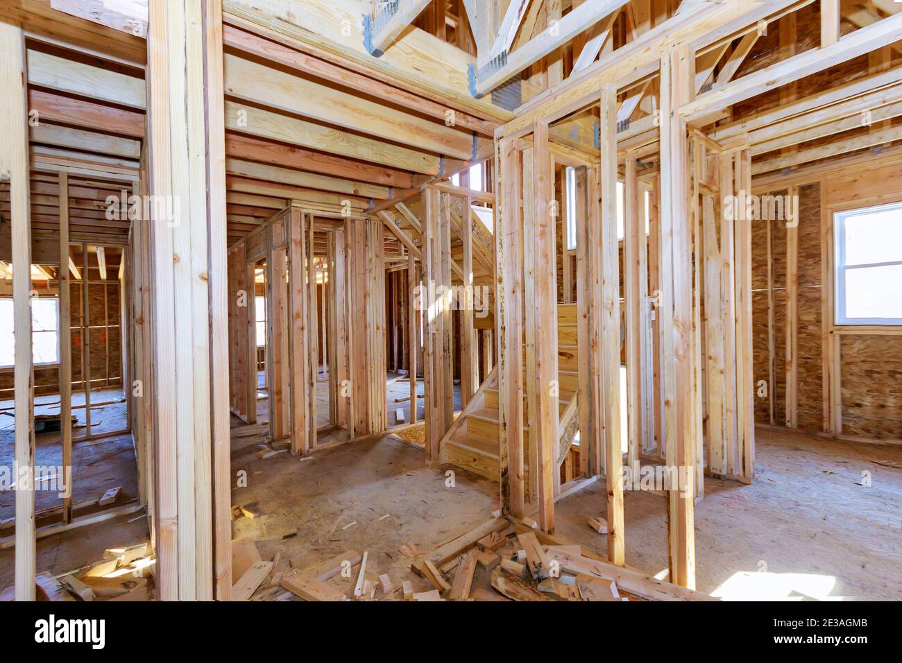 Framing beam of new house under construction home beam construction ...