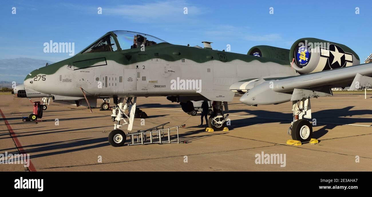 An Air Force A-10 Warthog/Thunderbolt II parked on a runway. This A-10 ...