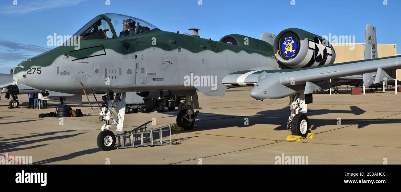 An Air Force A-10 Warthog/Thunderbolt II parked on a runway. This A-10 ...