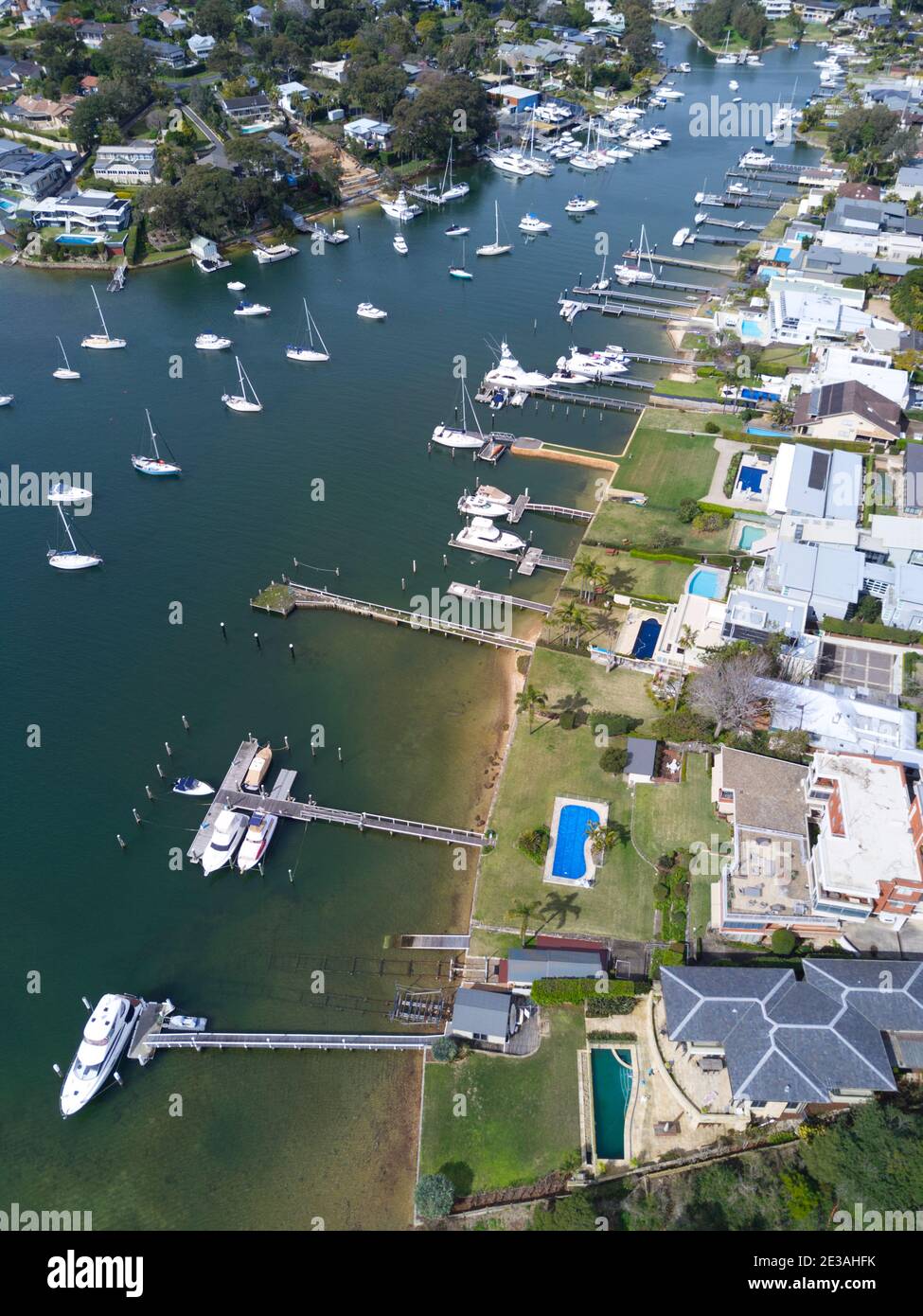 Aerial of waterfront houses on the northern beaches suburb of Newport ... Aerial of waterfront houses on the northern beaches suburb of Newport ...