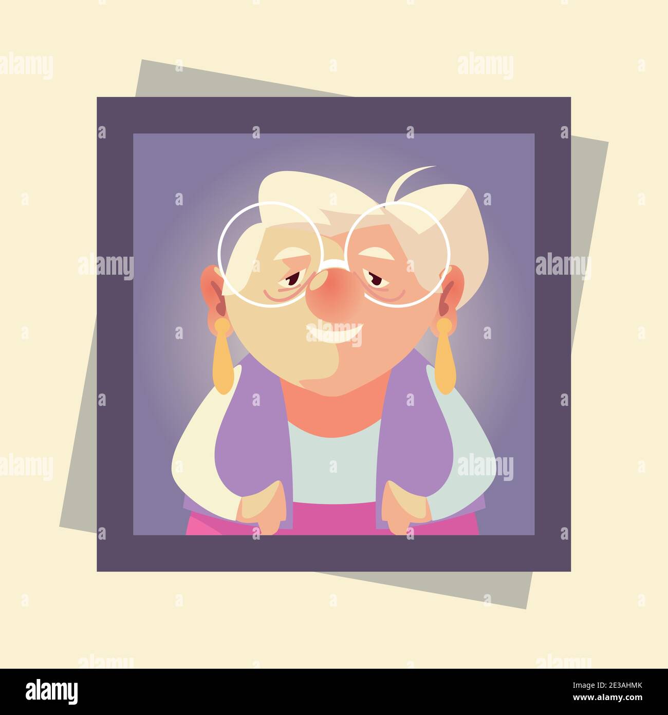 cute elderly woman, grandmother female senior cartoon vector ...