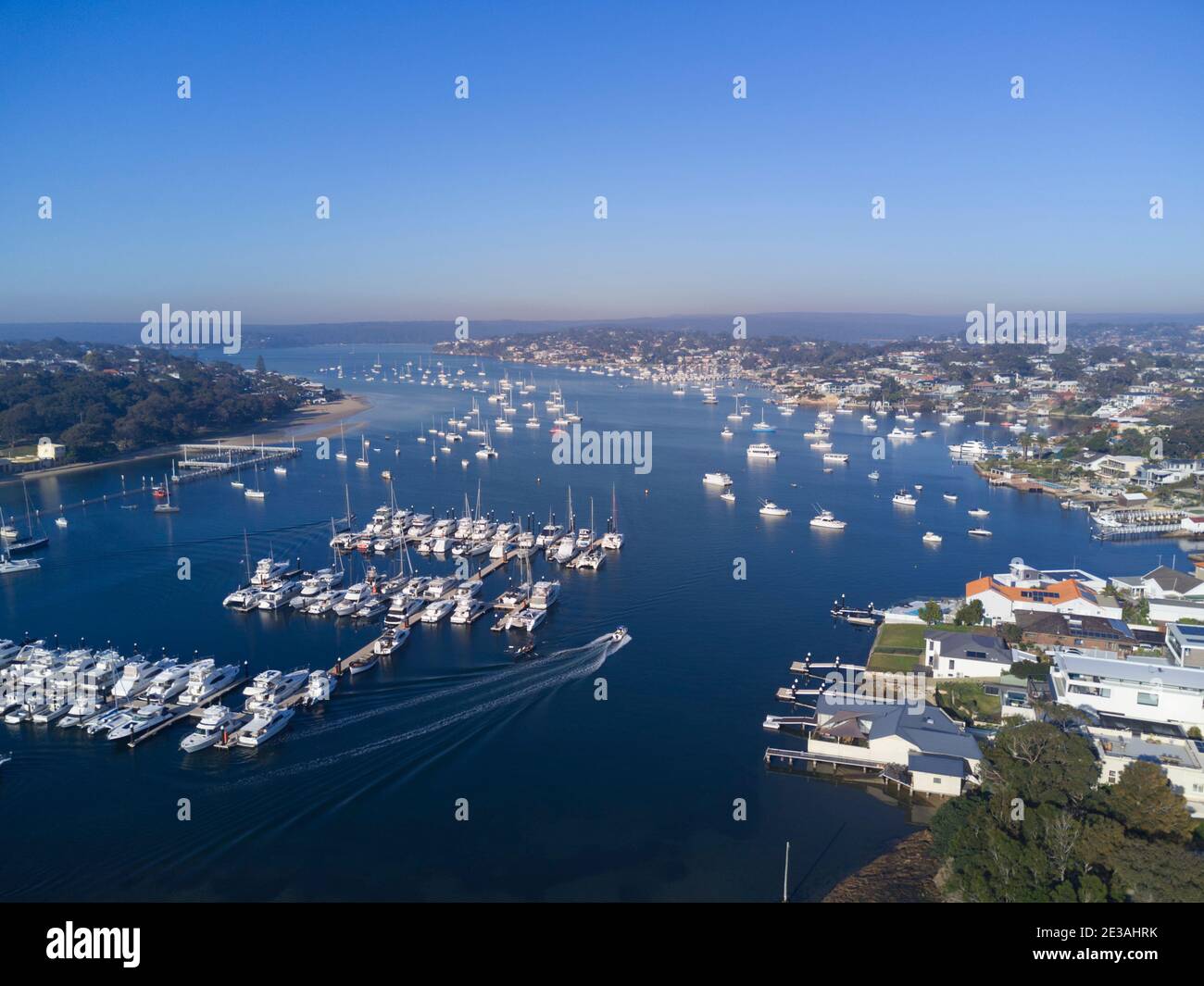 Aerial of luxury waterfront houses on Port Hacking - Burraneer Bay near ...