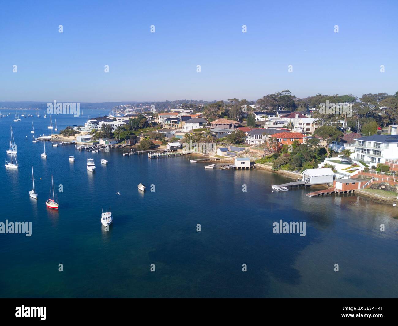 Aerial of the luxury waterfront houses on Burraneer Bay - Port Hacking ...