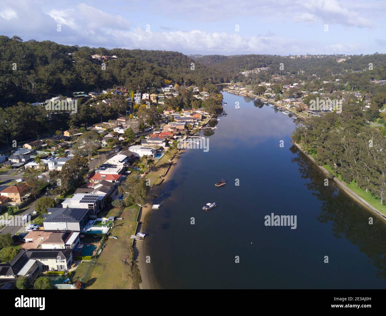Aerial of Woronora a riverfront suburb in southern Sydney Australia ...