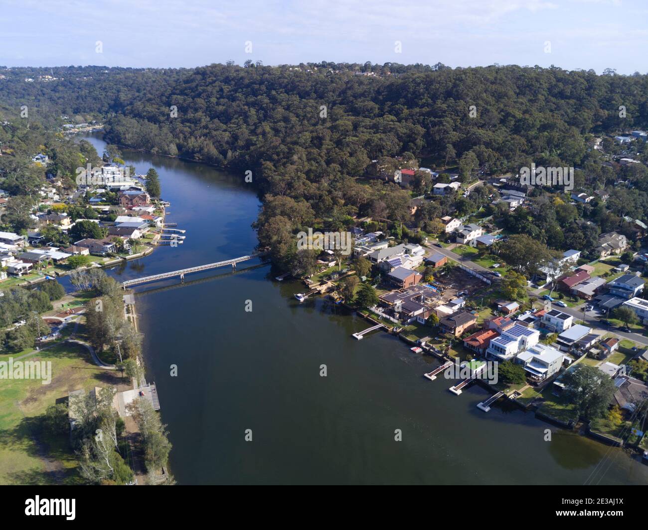 Aerial of Woronora a riverfront suburb in southern Sydney Australia ...