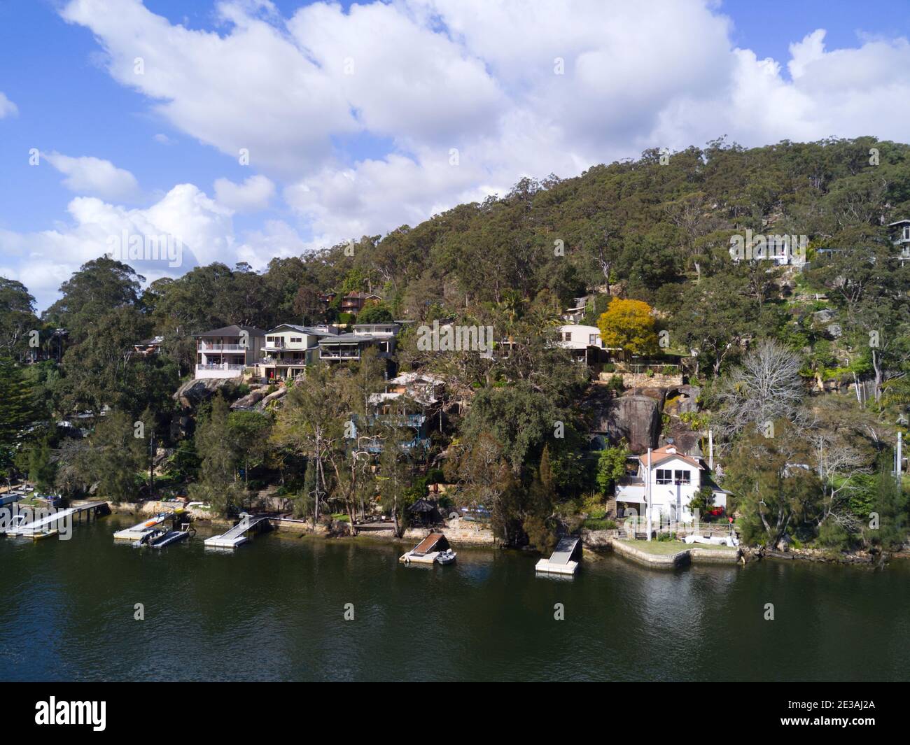 Aerial of Woronora a riverfront suburb in southern Sydney Australia ...