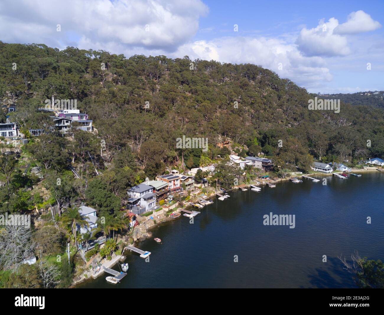 Aerial of Woronora a riverfront suburb in southern Sydney Australia ...