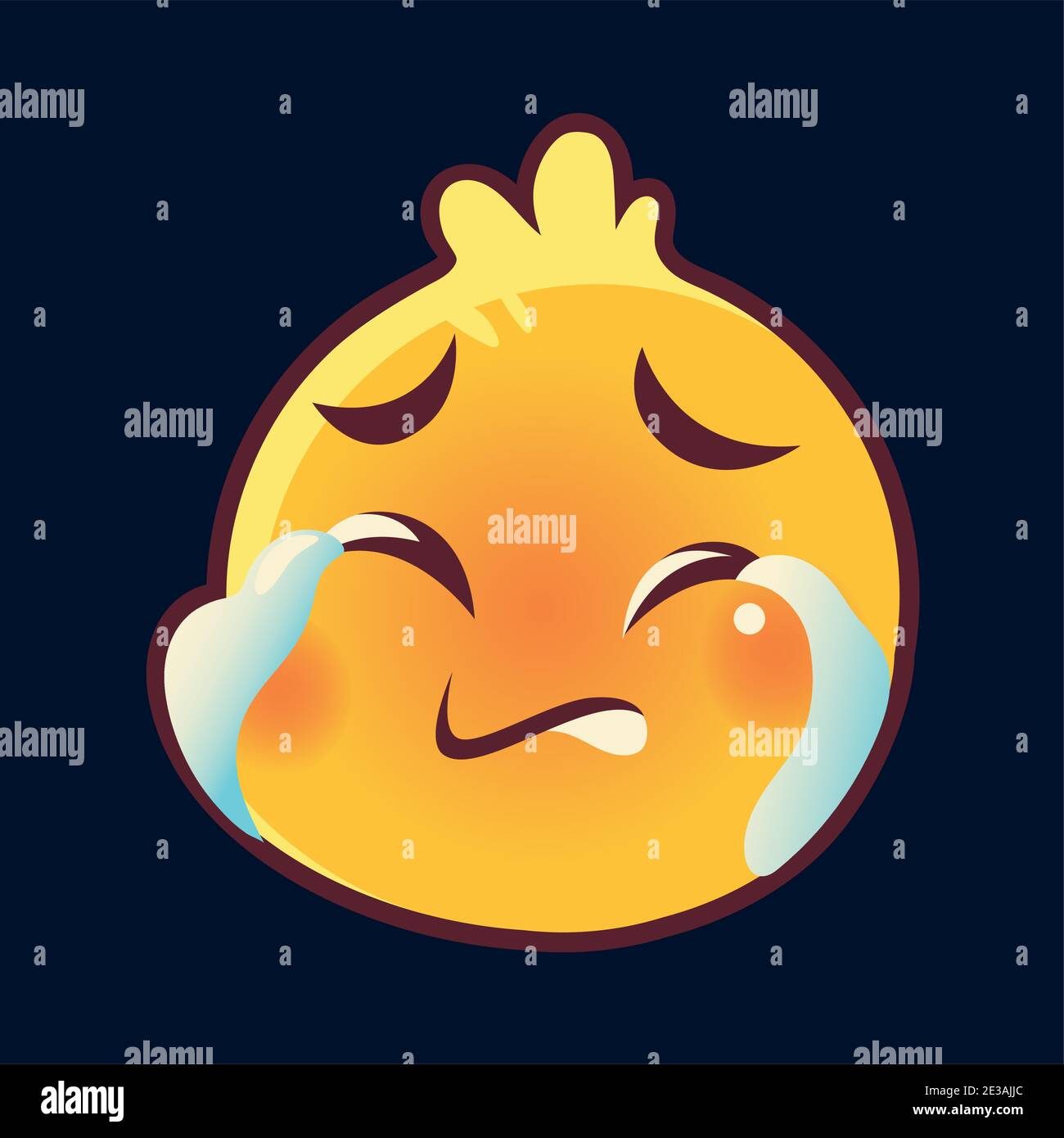 funny emoji, emoticon crying face expression social media vector ...