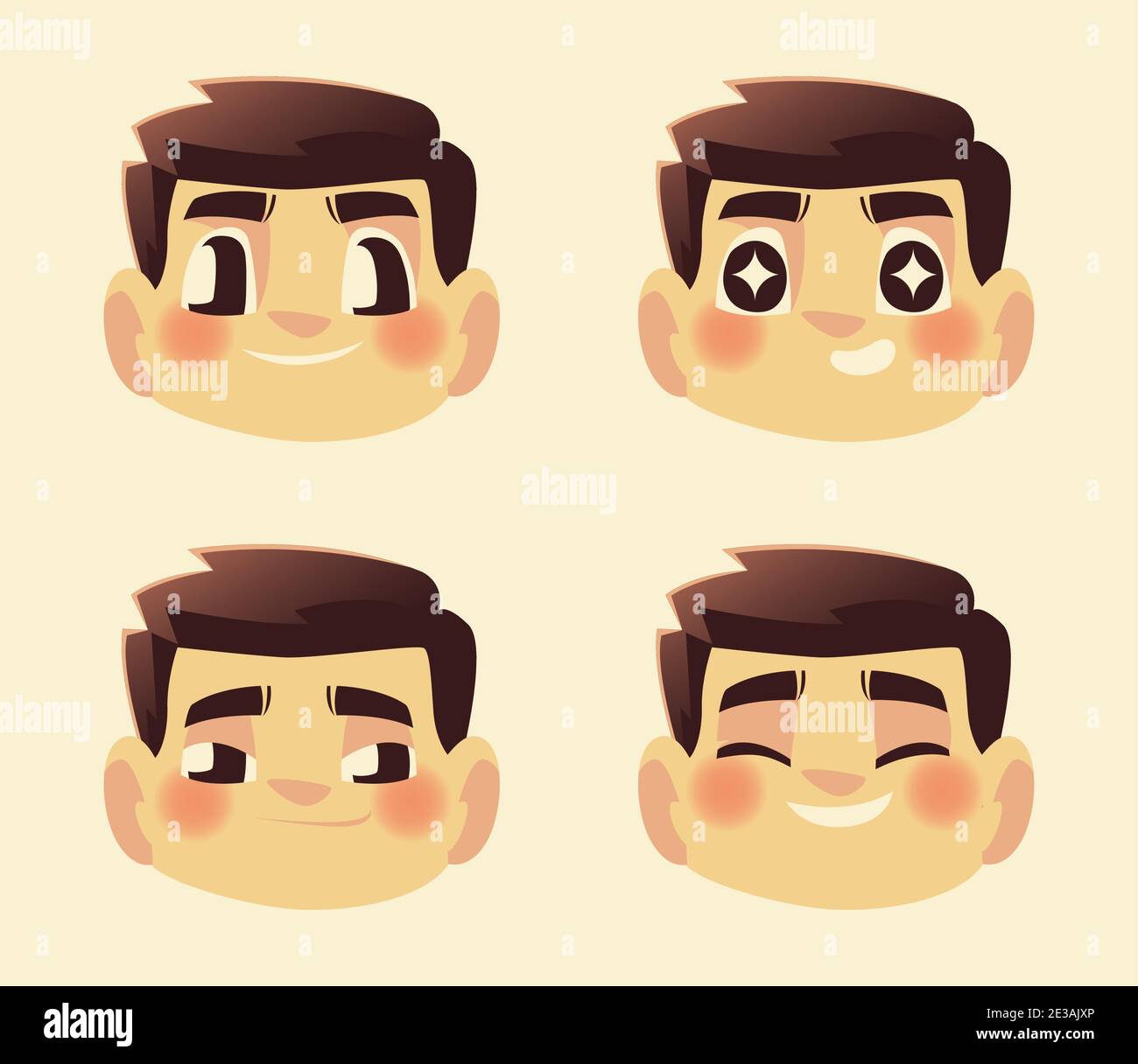 funny faces man cartoon characters different expression vector ...