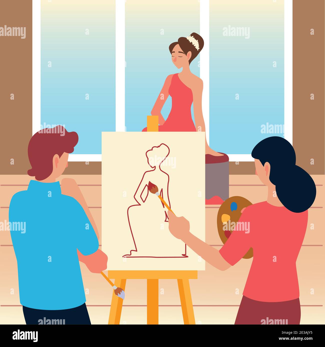Painting hobby students Stock Vector Images - Alamy
