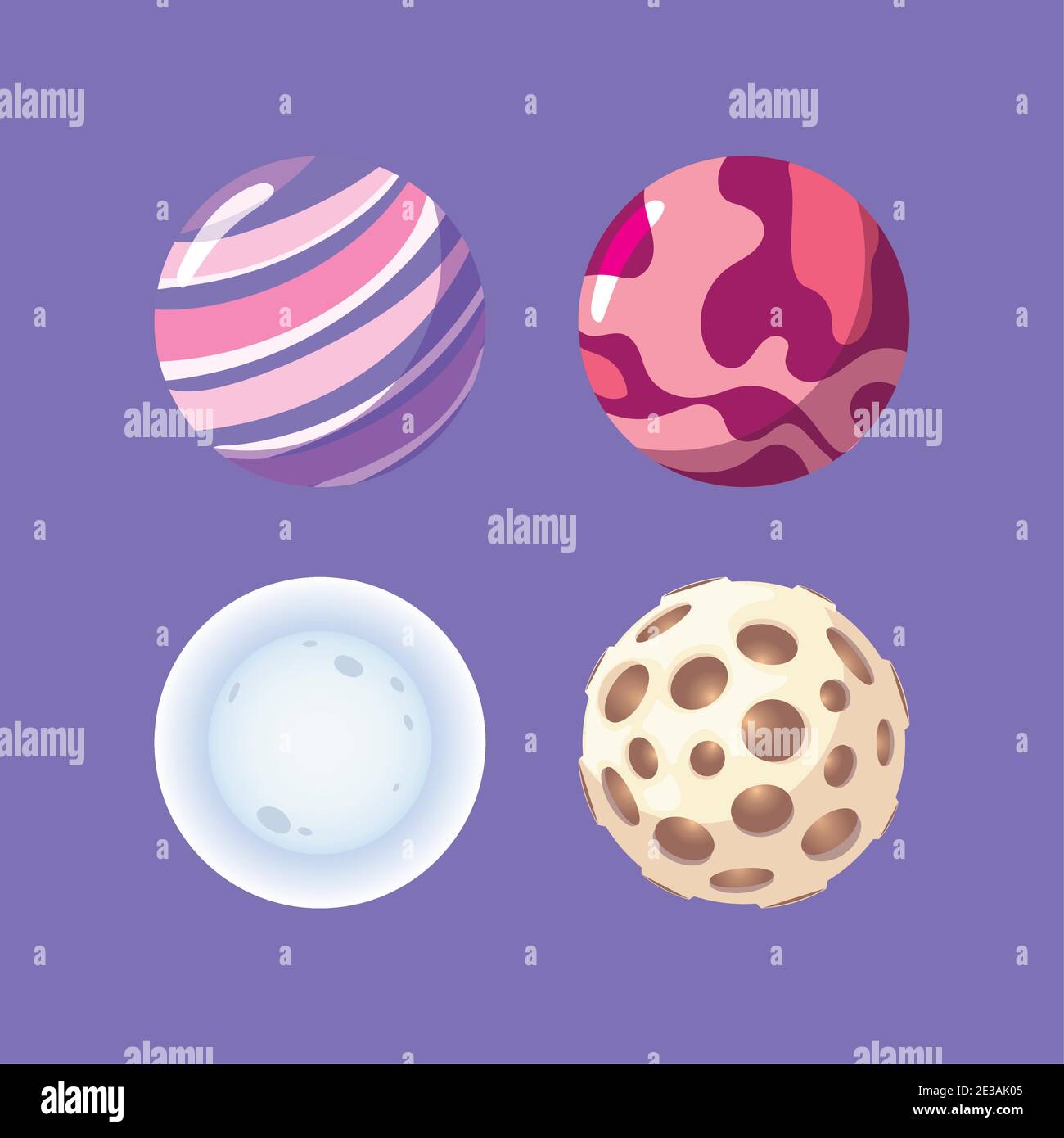 space galaxy solar system planets and moon cartoon vector illustration ...