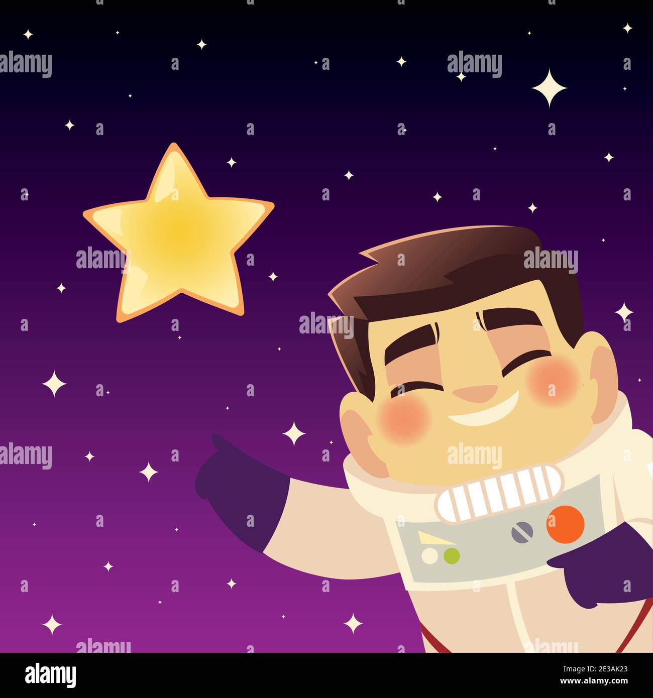 space astronaut star galaxy cosmos explore cartoon character vector ...