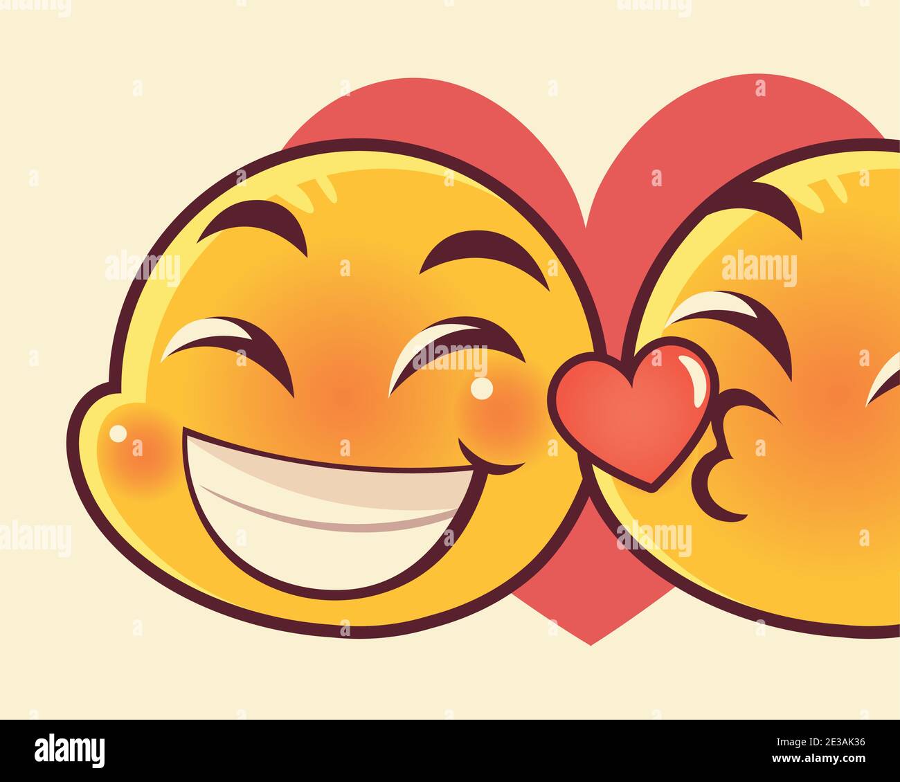 emoji faces expression funny kiss and love reactions on heart ...