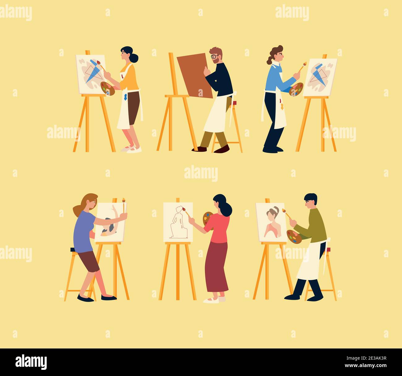 Oil color painting art class Stock Vector Images - Alamy