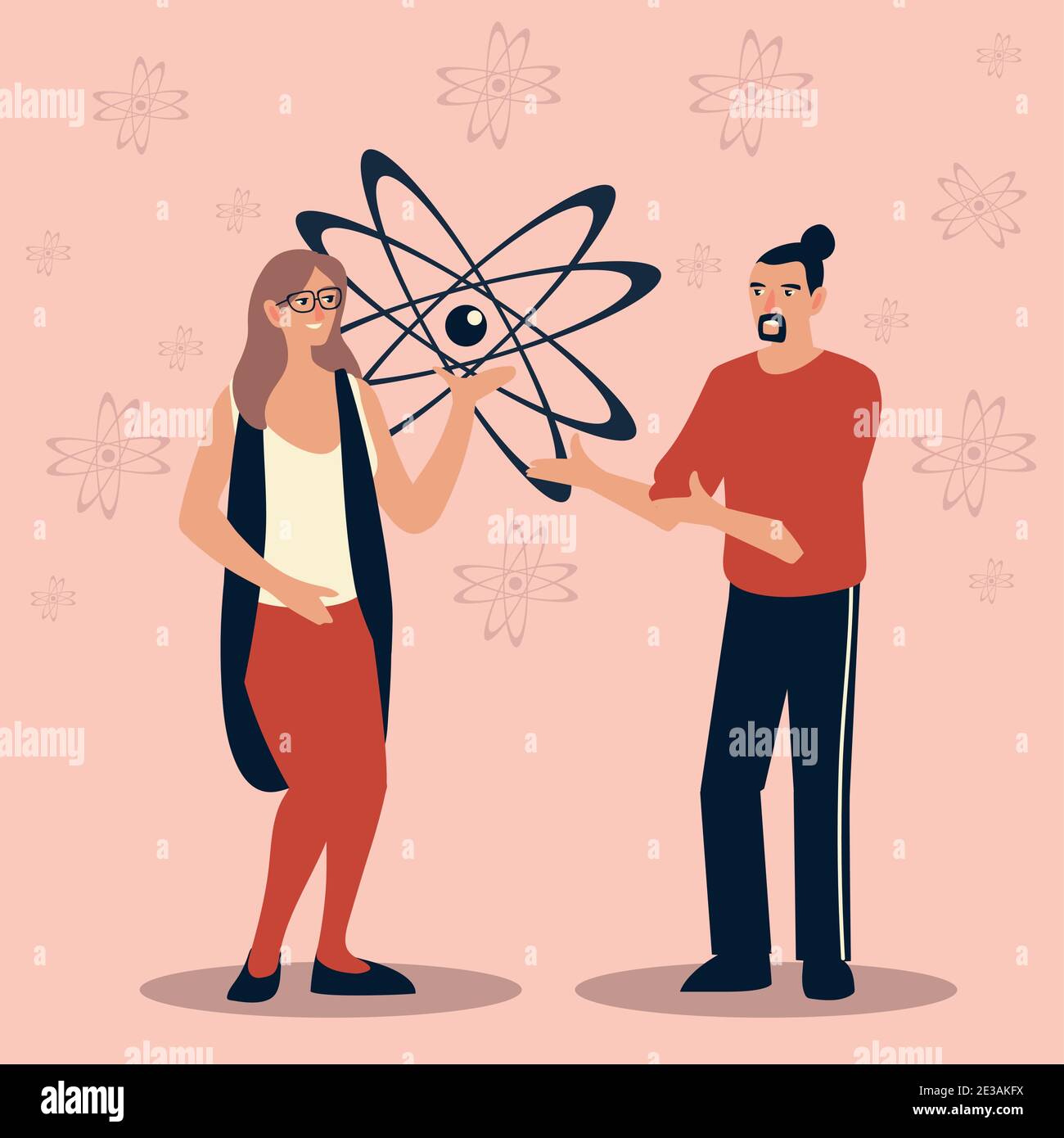 man and woman science atom molecule design vector illustration Stock ...
