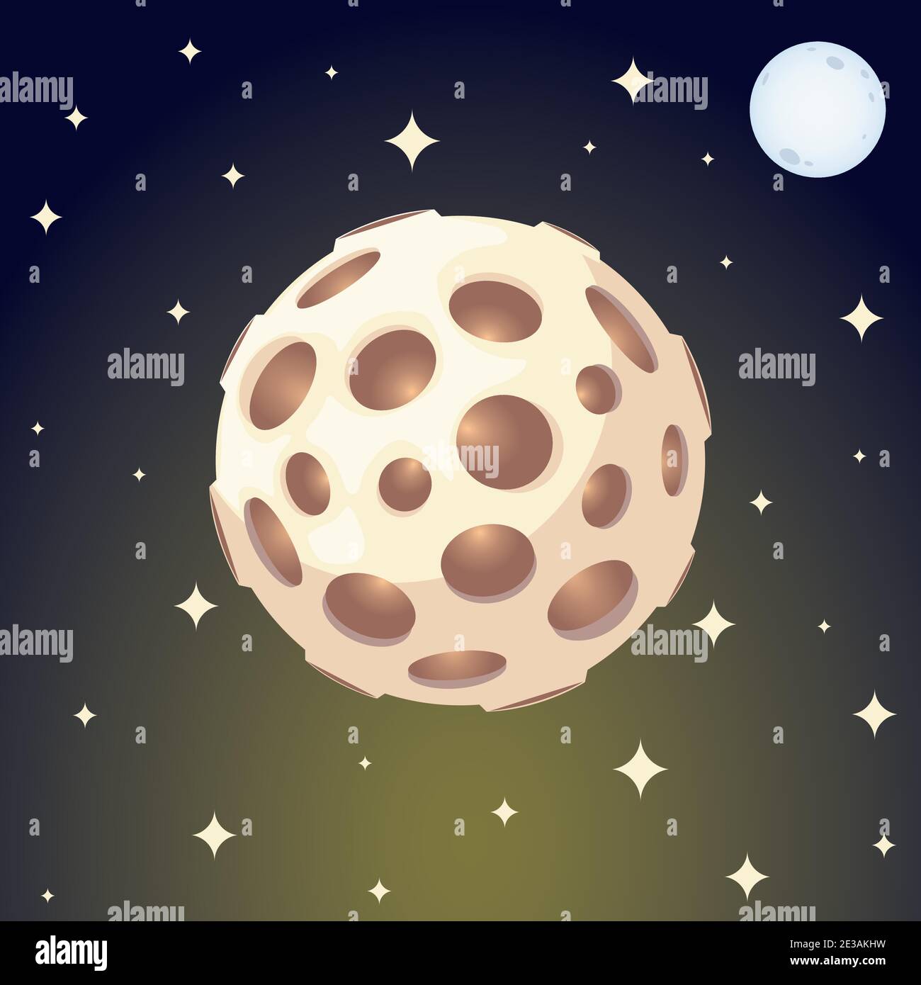 space planet moon and stars galaxy solar system cartoon vector ...
