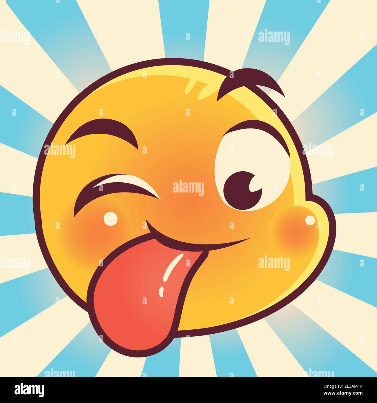 funny emoji, tongue out emoticon face expression social media vector ...