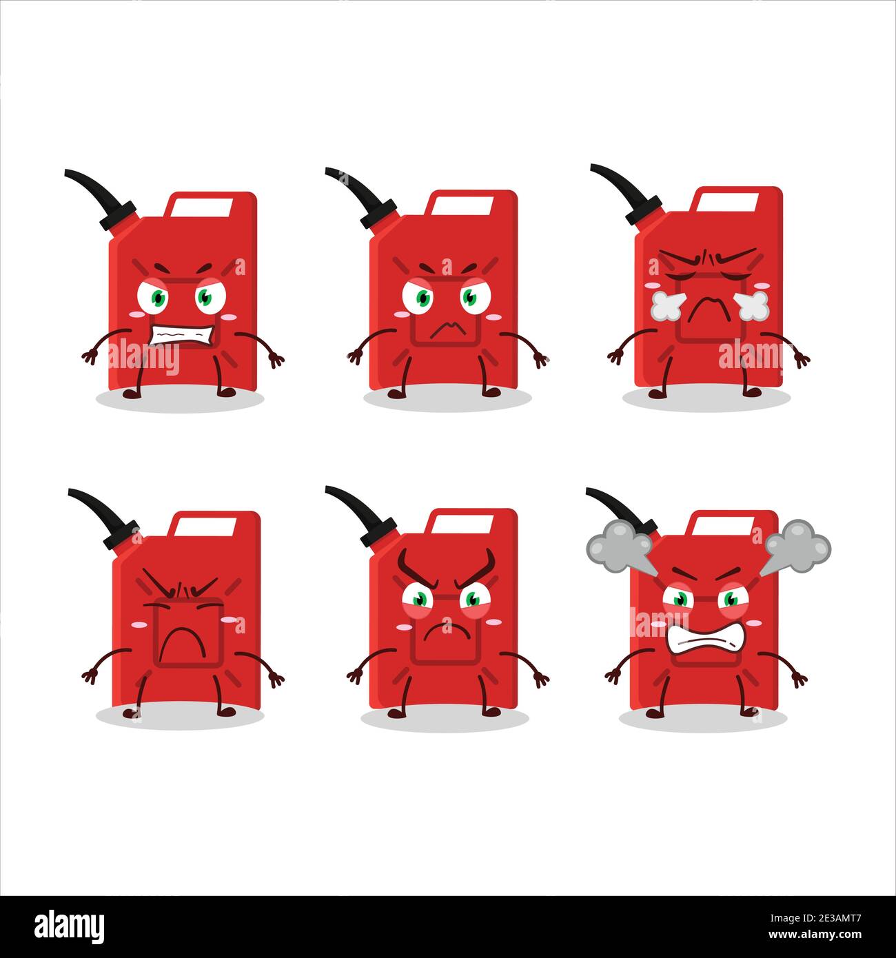 Red gas tank cartoon character with various angry expressions. Vector ...