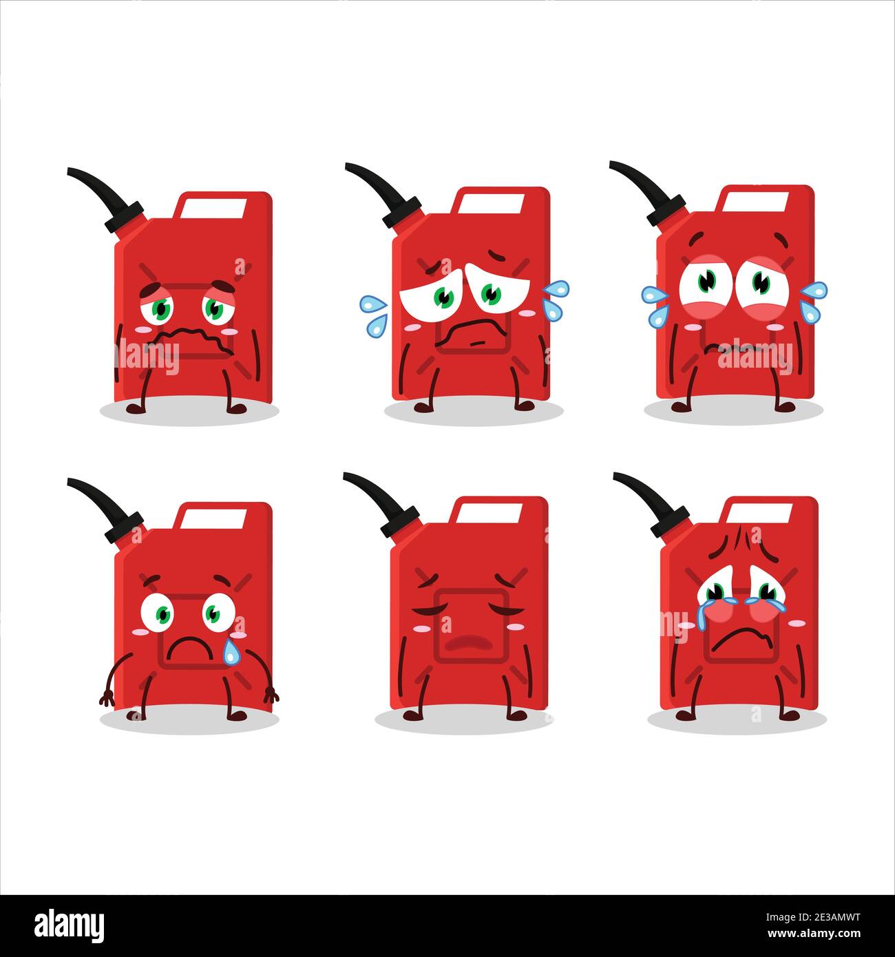 Red gas tank cartoon character with sad expression. Vector illustration ...