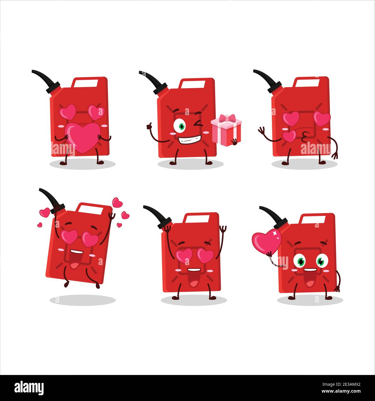 Red gas tank cartoon character with love cute emoticon. Vector ...