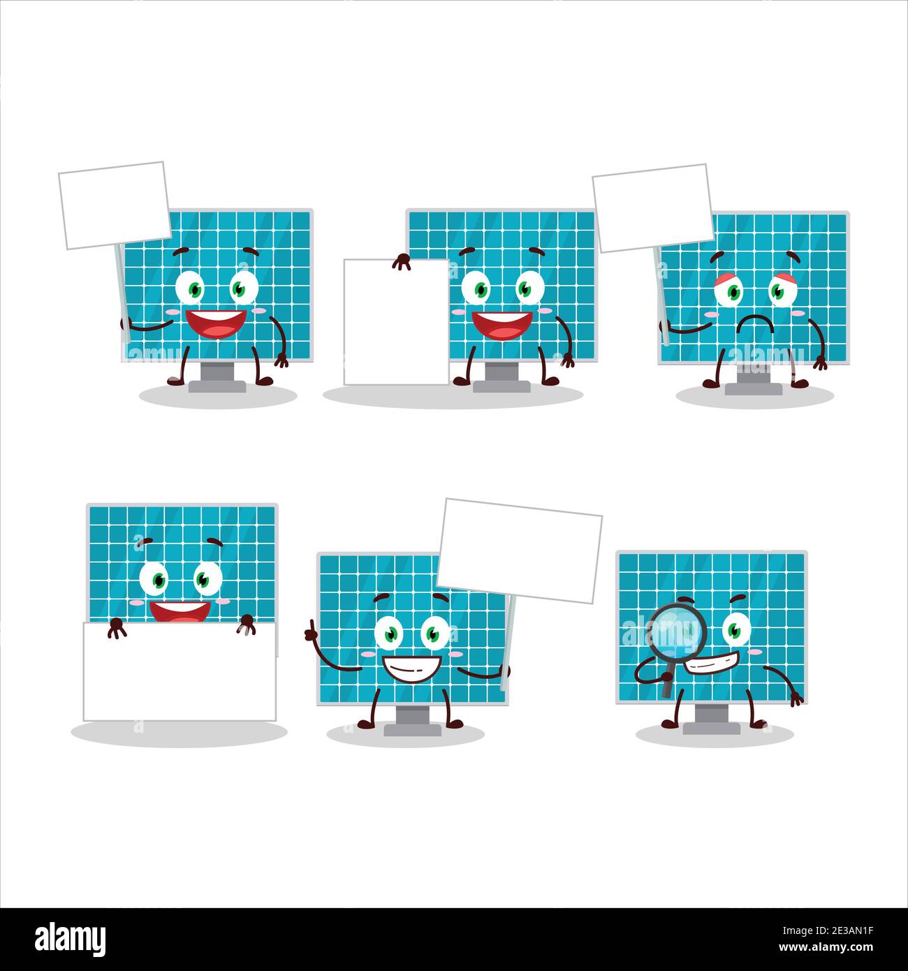 Solar panel cartoon character bring information board. Vector ...