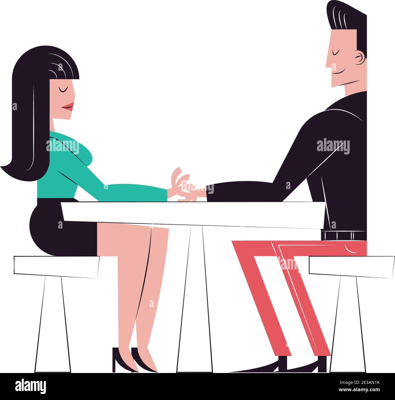 Romantic couple cartoons at table design, Relationship love and romance ...