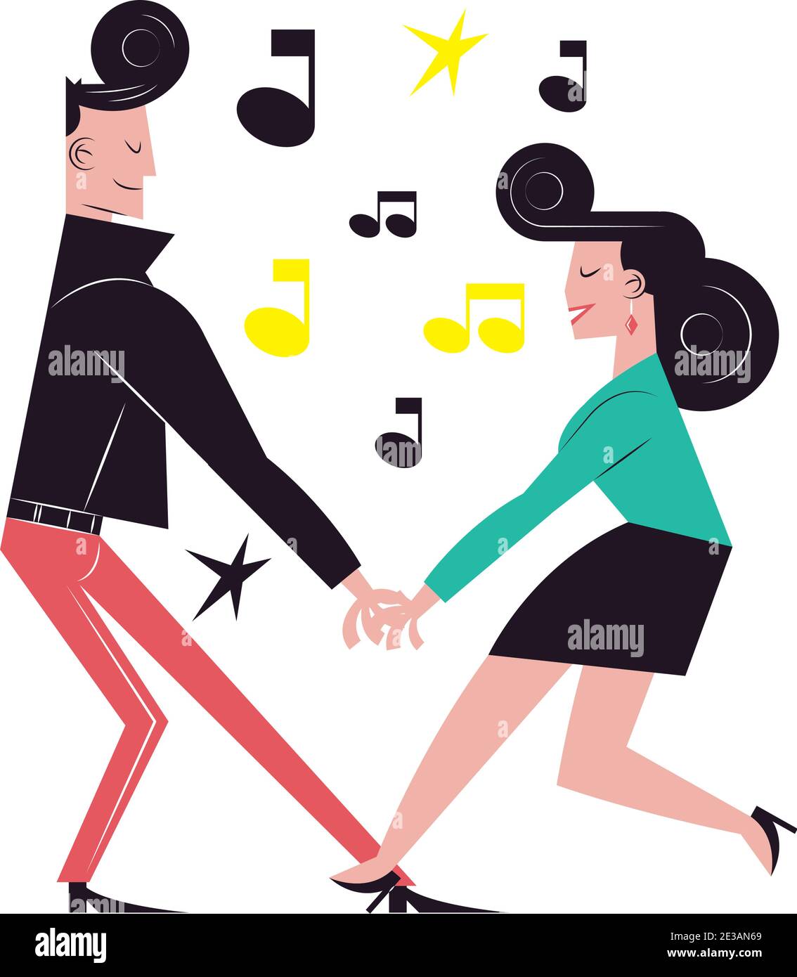 Romantic couple cartoons dancing with music design, Relationship love ...