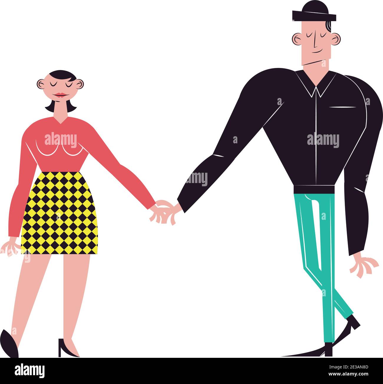 Romantic couple cartoons holding hands design, Relationship love and ...
