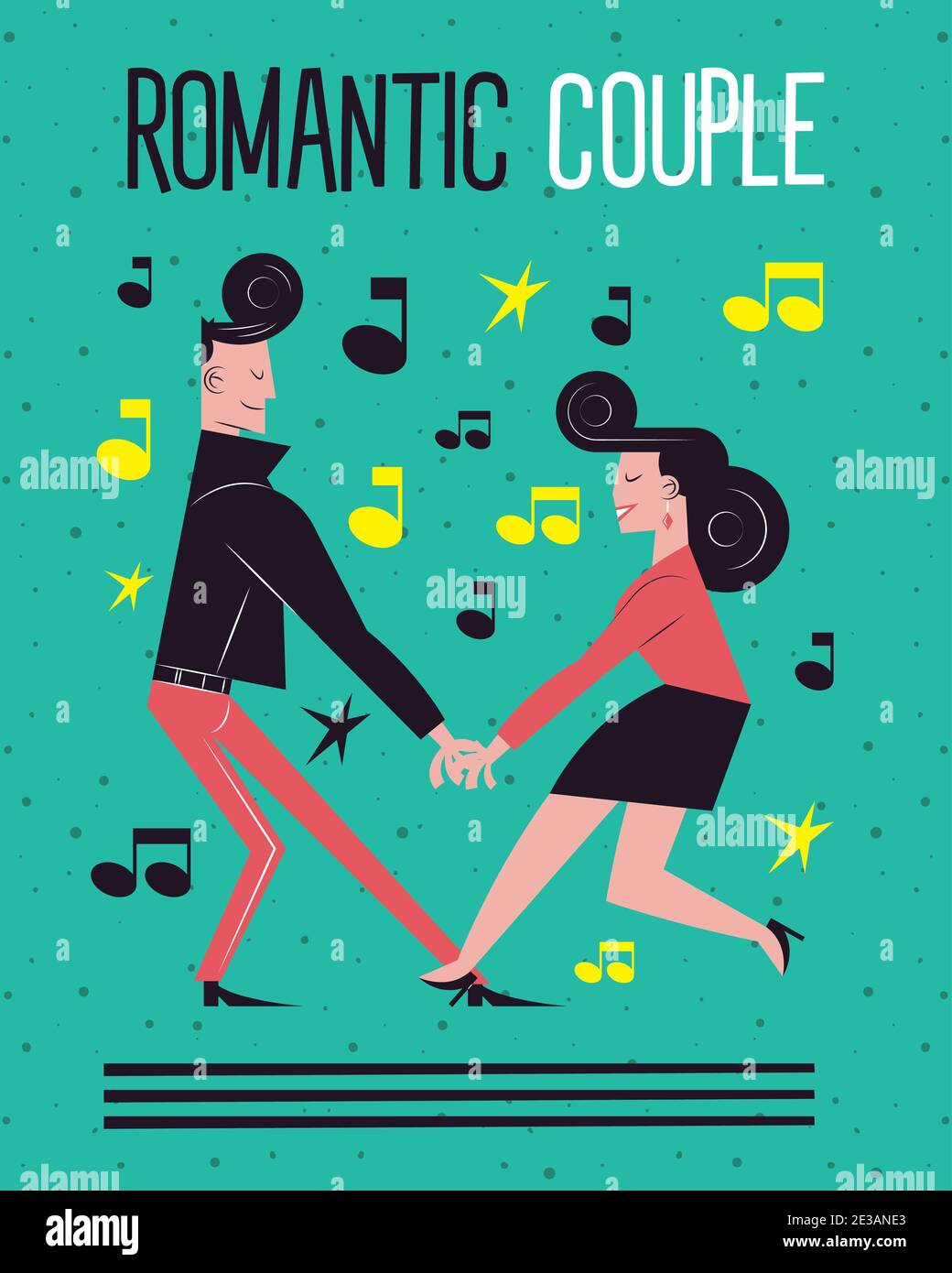 Romantic couple dancing with music design, Relationship love and ...