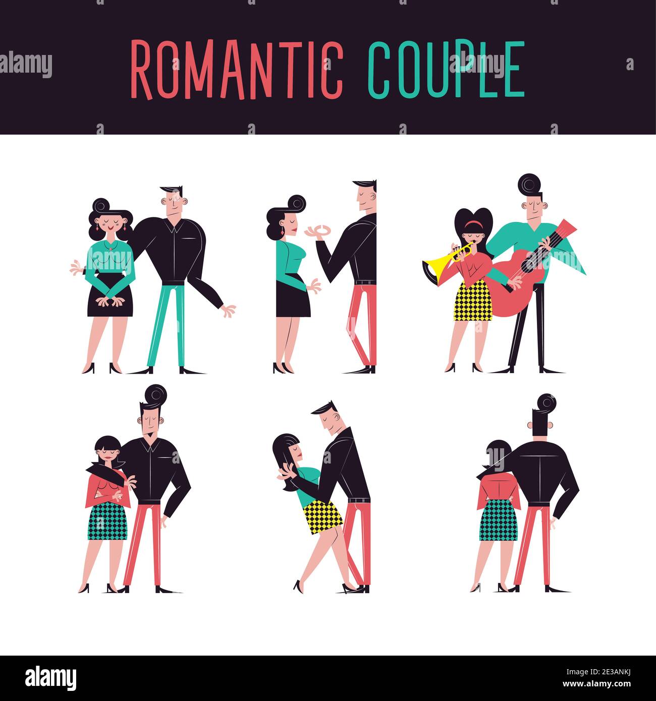 Romantic couple cartoons icon group design, Relationship love and ...