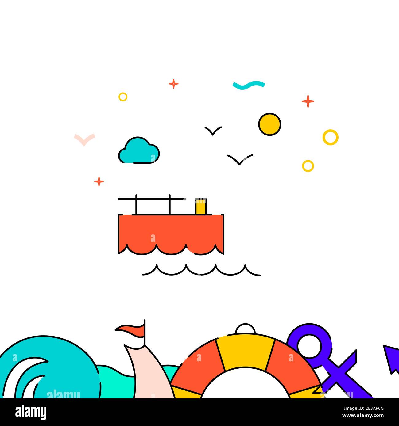 Berth, pier filled line vector icon, simple illustration, water safety ...