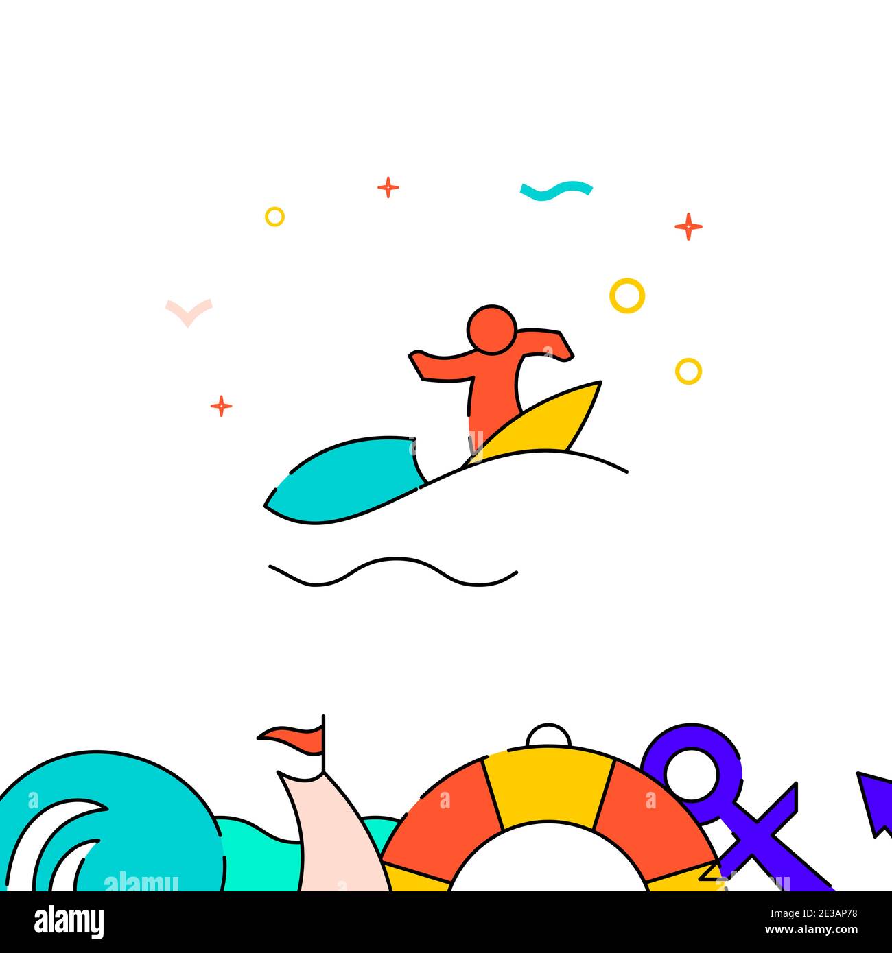 Children surfing sea Stock Vector Images - Alamy