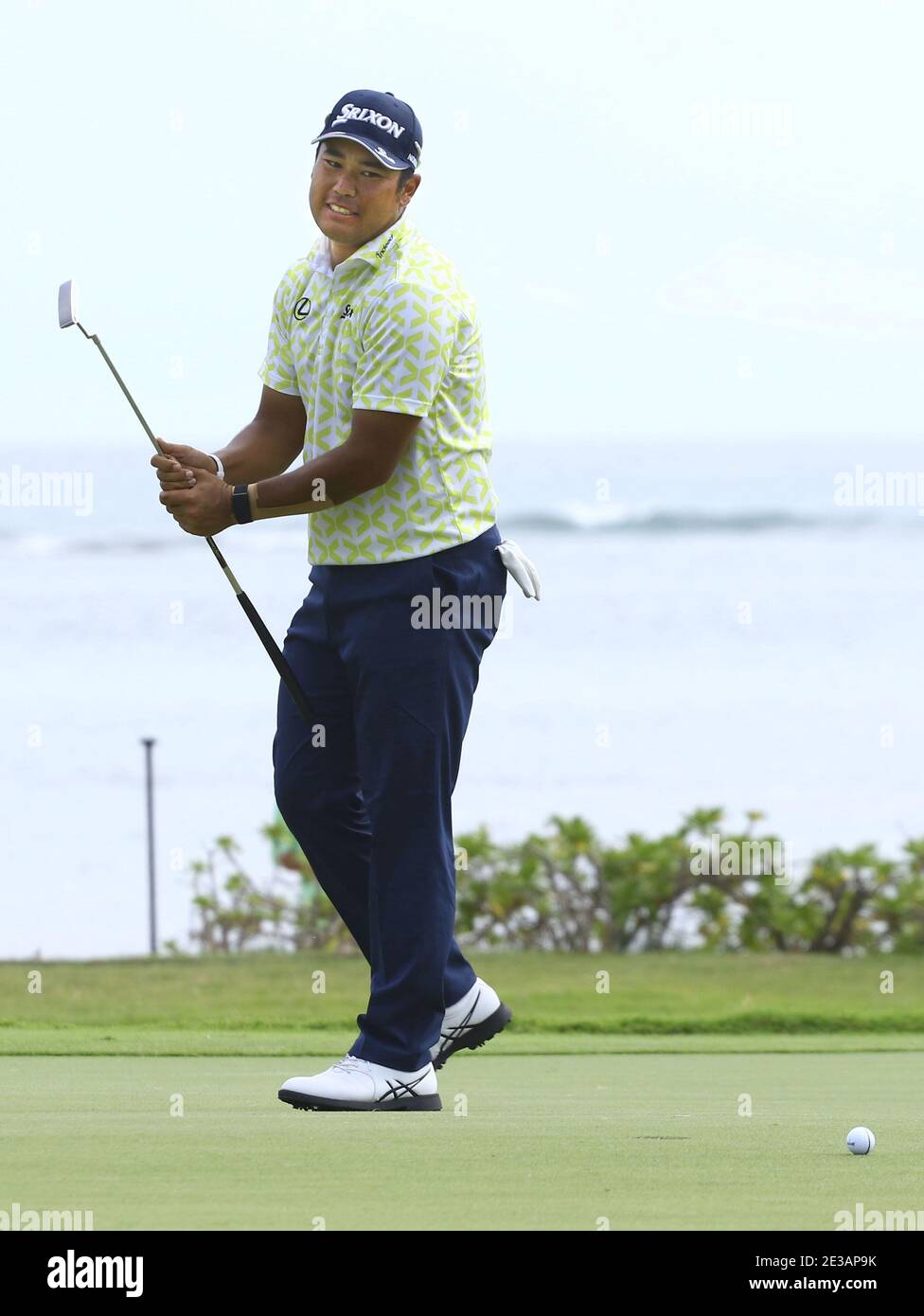Japanese golfer Hideki Matsuyama misses a putt on the 17th green during ...