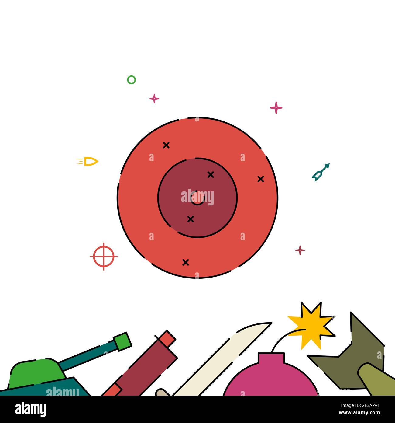 Target, shooting range filled line vector icon, simple illustration ...