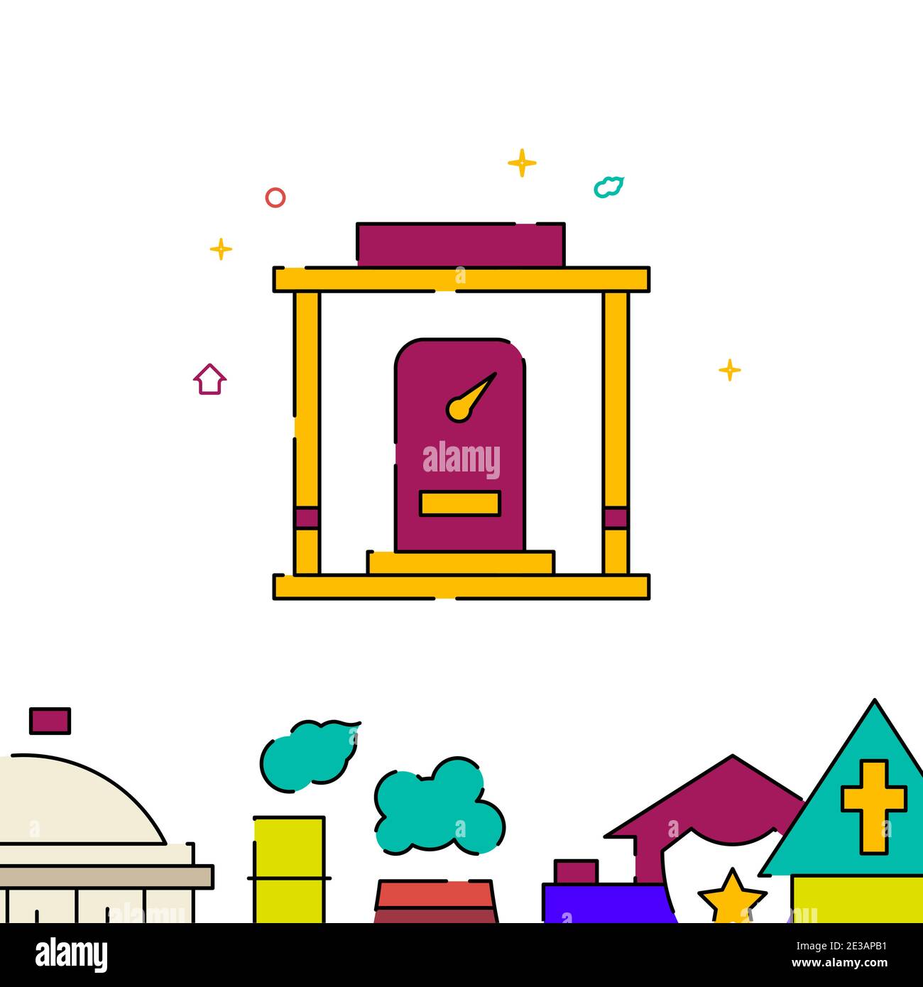 Gas station filled line vector icon, simple illustration, building ...