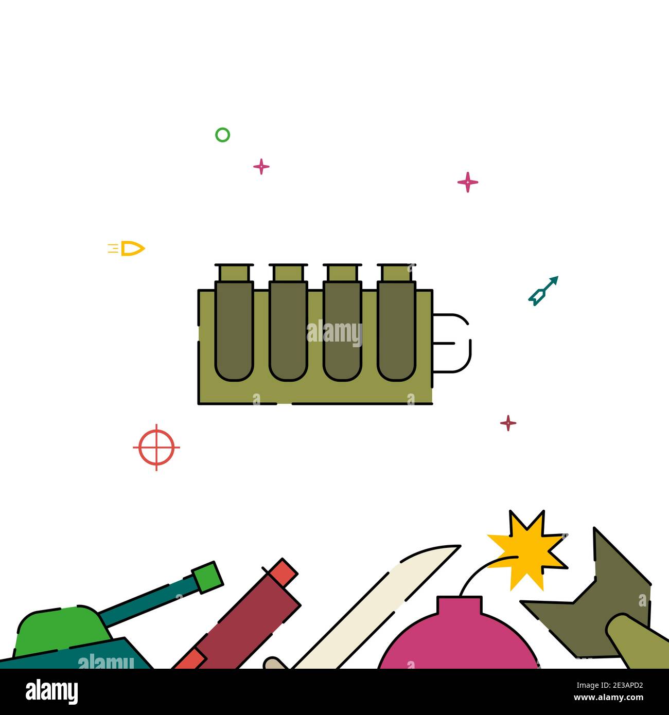 Bandolier, cartridge belt filled line vector icon, simple illustration ...