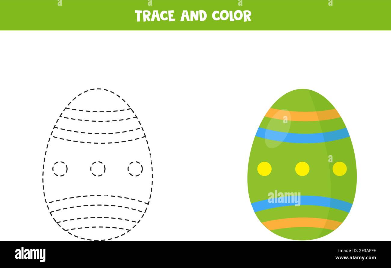 Trace and color Easter egg. Educational game for kids. Writing and ...