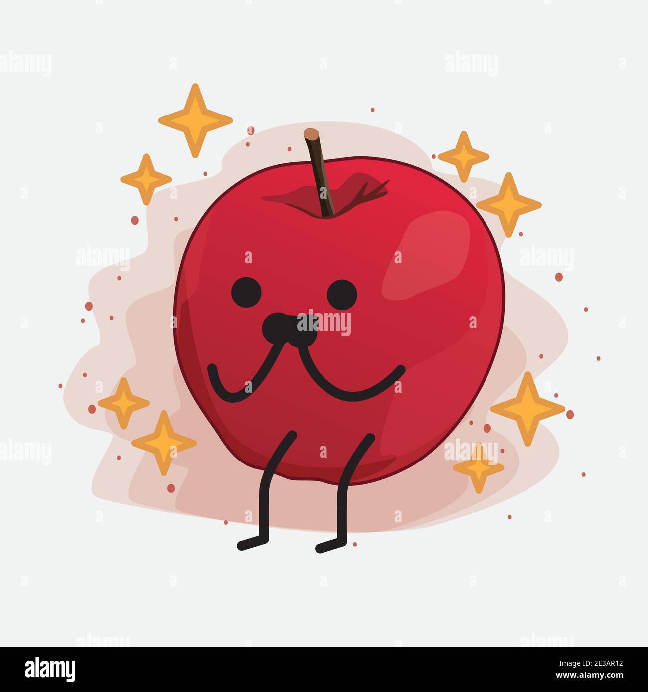 Cute Apple Vector Character Illustration on Isolated Background Stock ...