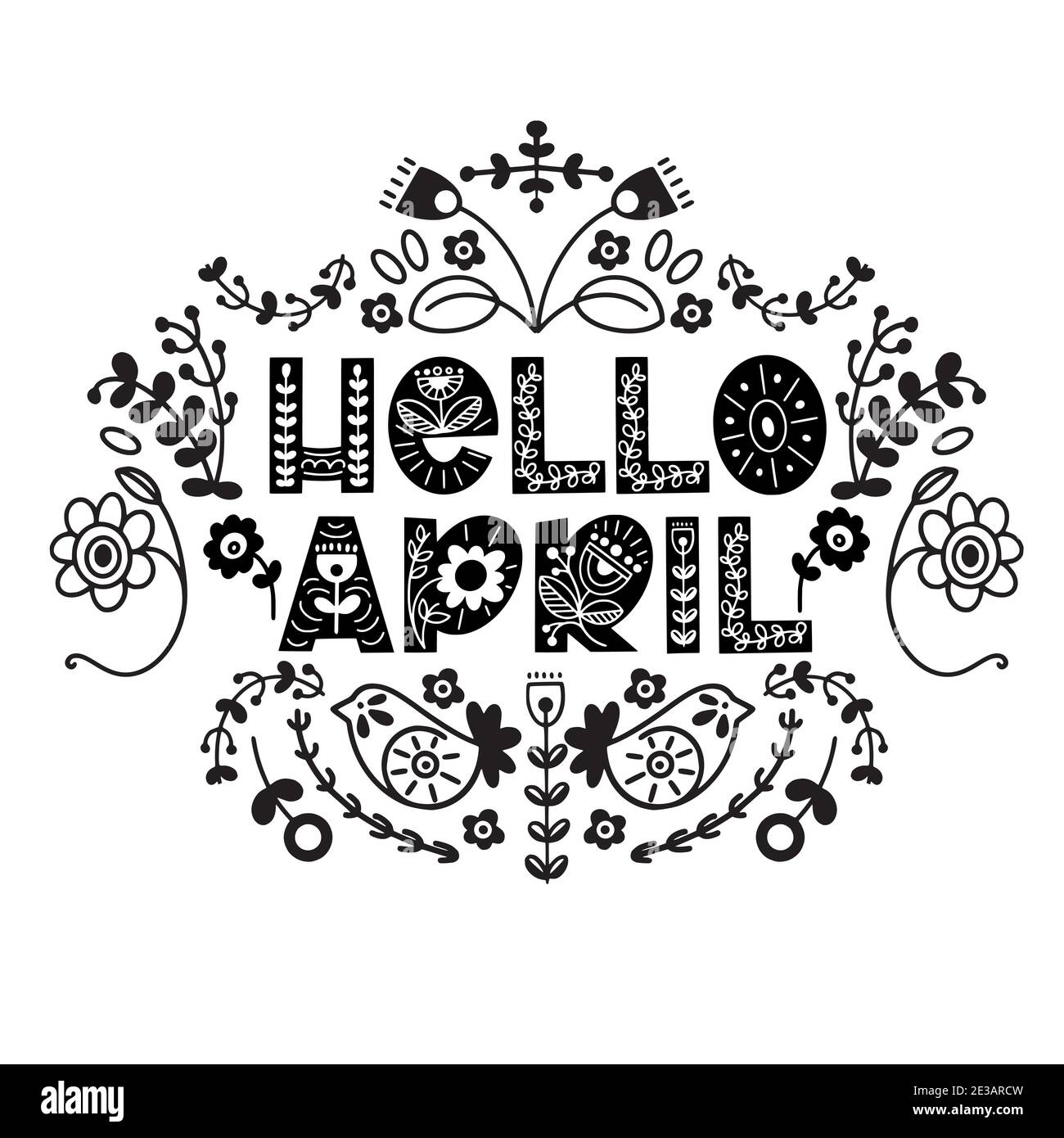 Hello April lettering. Elements for invitations, posters, greeting ...
