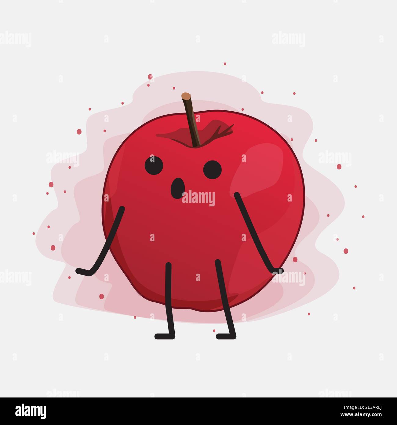 Cute Apple Vector Character Illustration on Isolated Background Stock ...