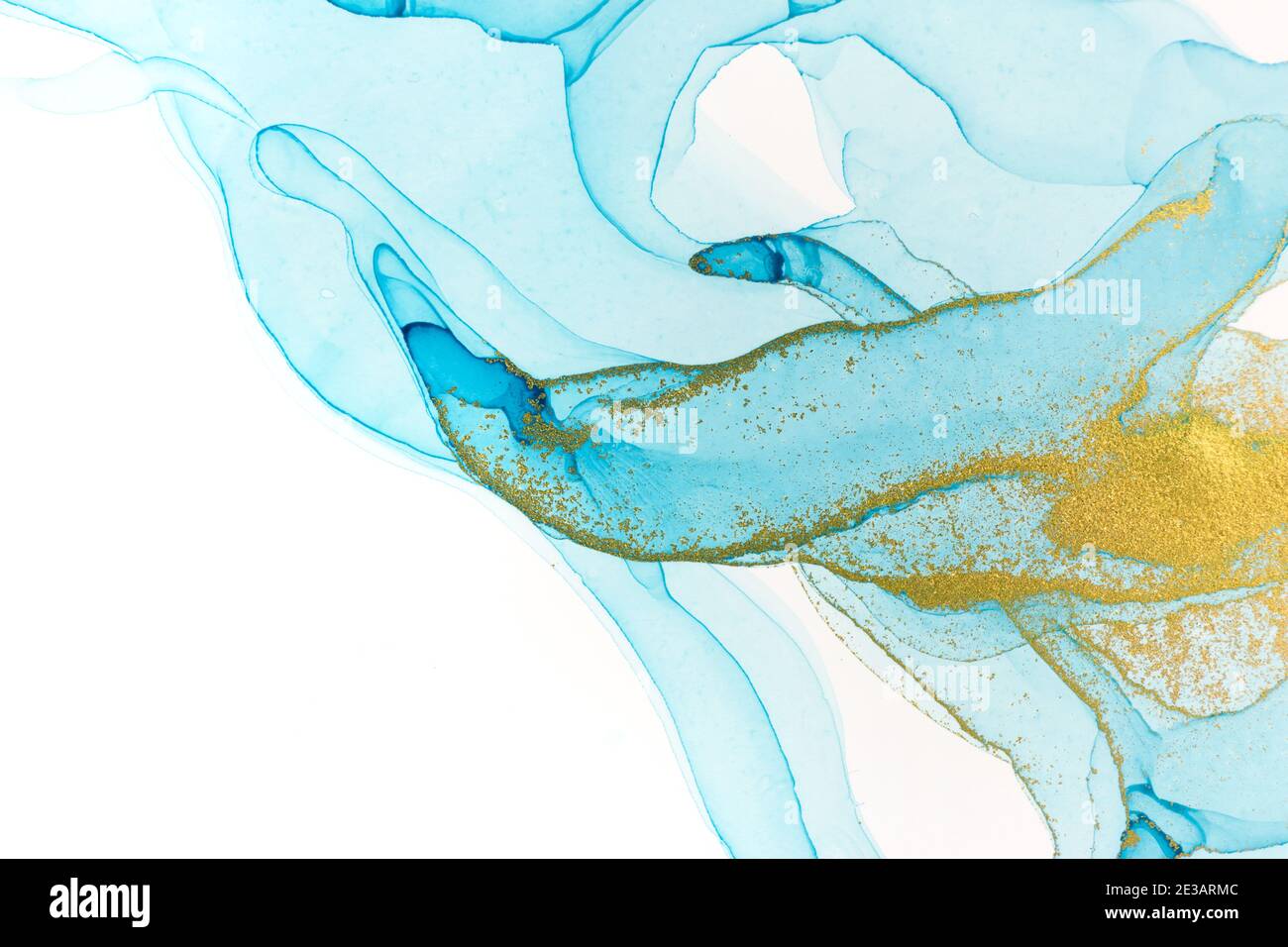 Alcohol ink blue transparent background. Ocean style watercolor drops ...